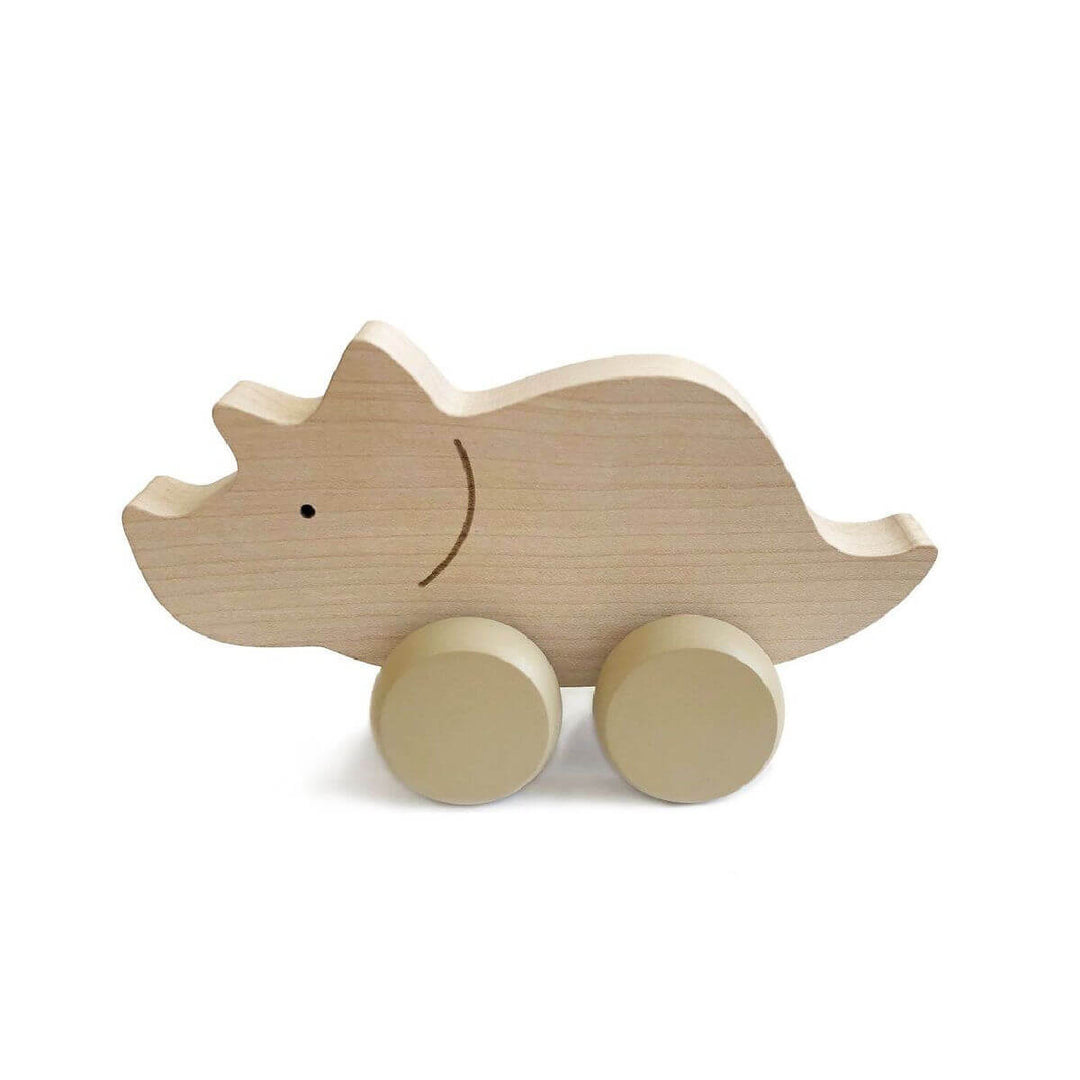 Wooden Push Along Toy Dinosaur - Triceratops – Blue Brontide