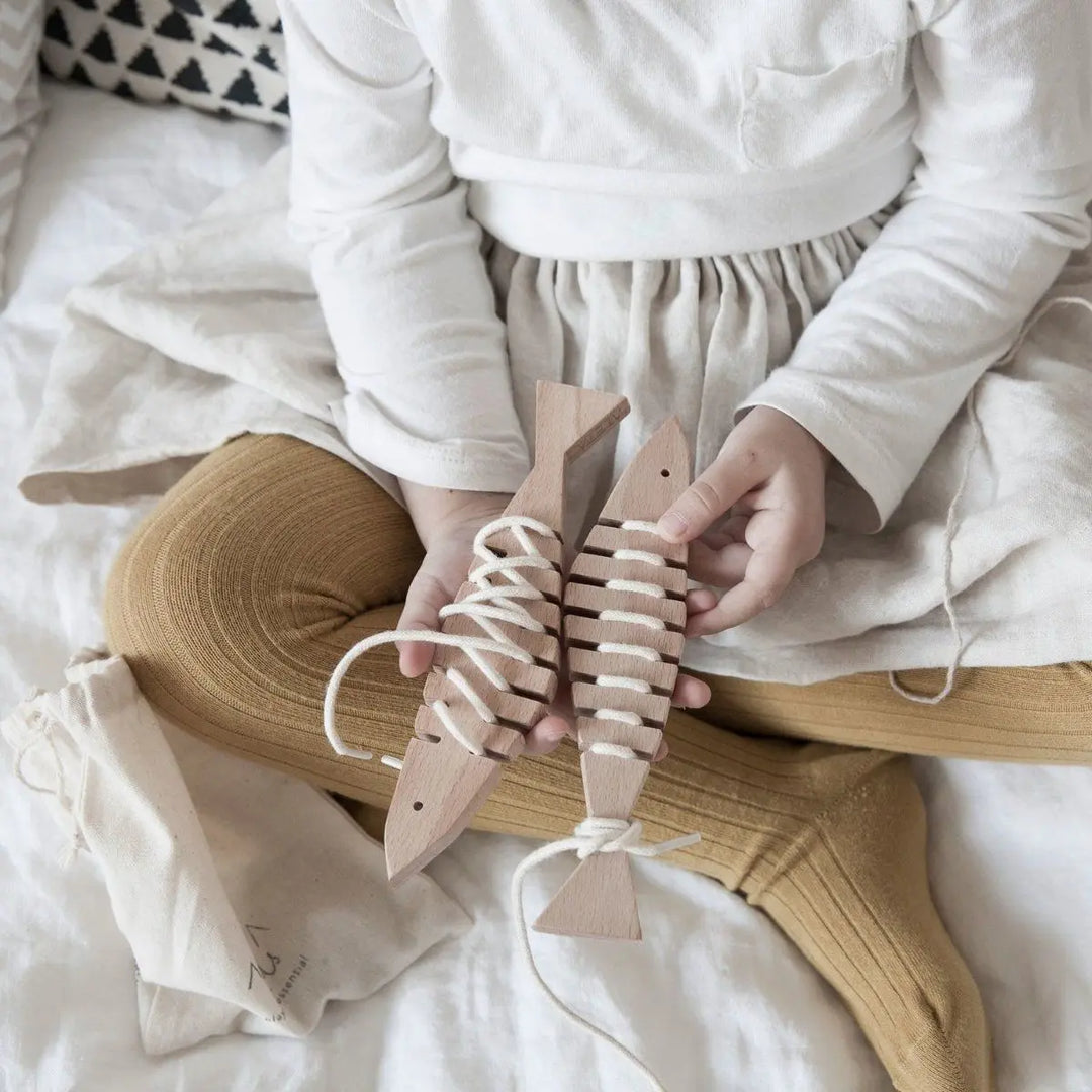 Wooden Lacing & Threading Toys - Blue Brontide UK