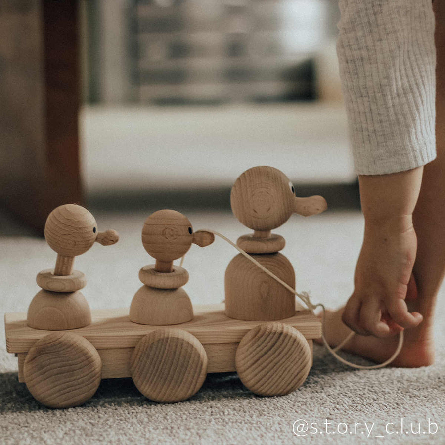 Wooden Pull-Along Bobbing Duck – Blue Brontide